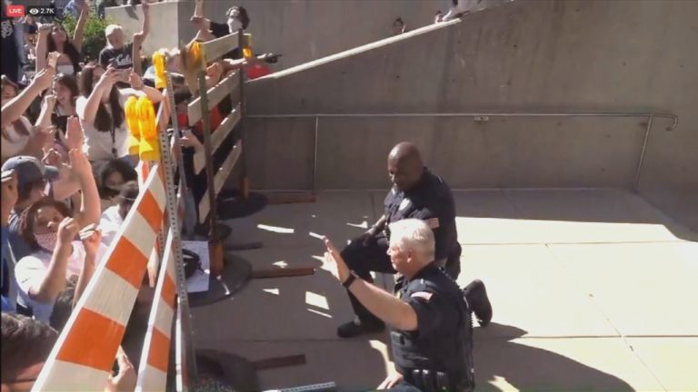 Beloit police chief, captain take a knee with protesters | Madison365